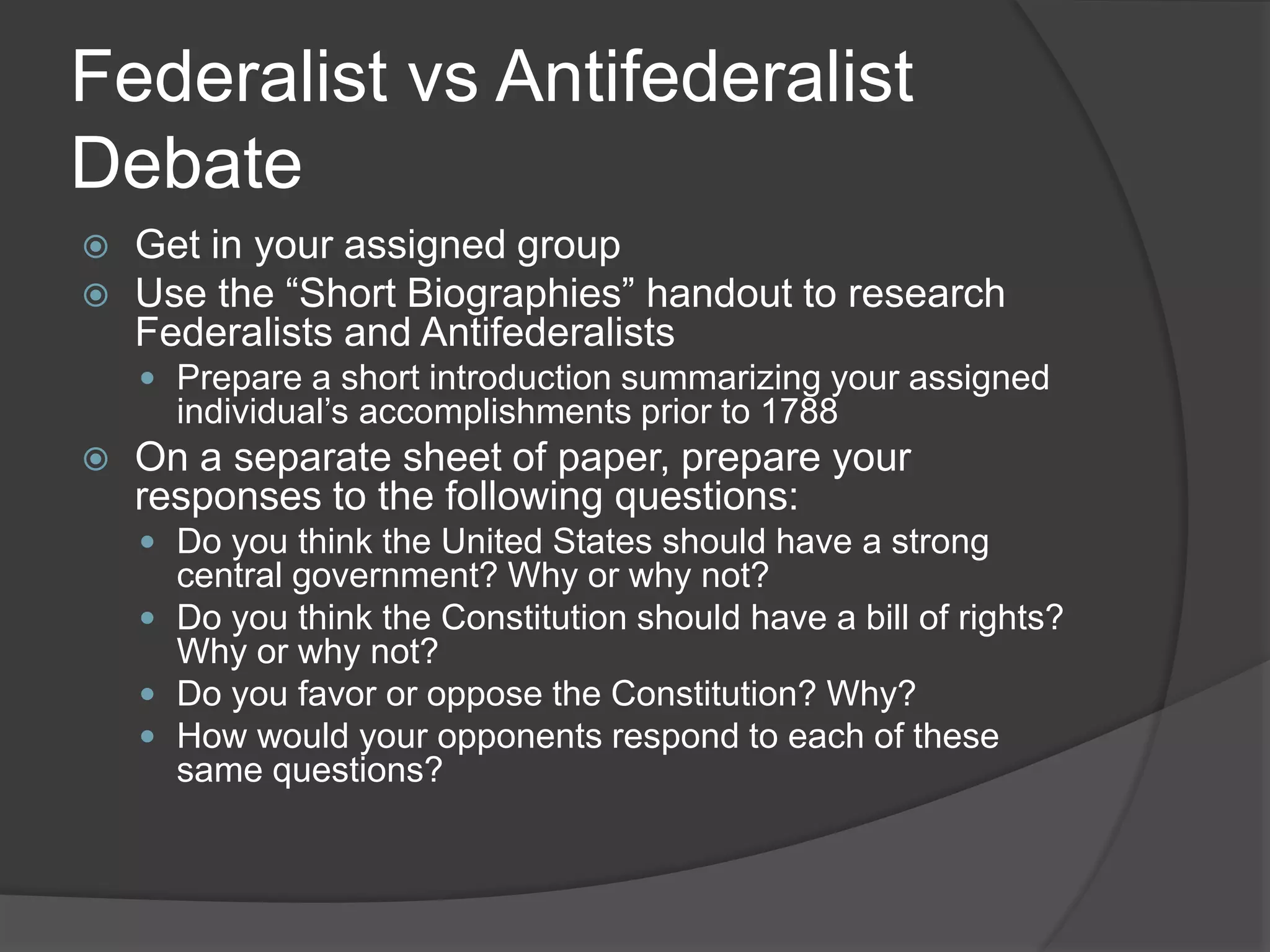 Federalists vs antifederalists | PPTX
