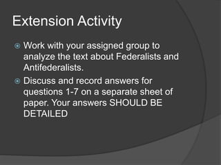 Federalists vs antifederalists | PPTX