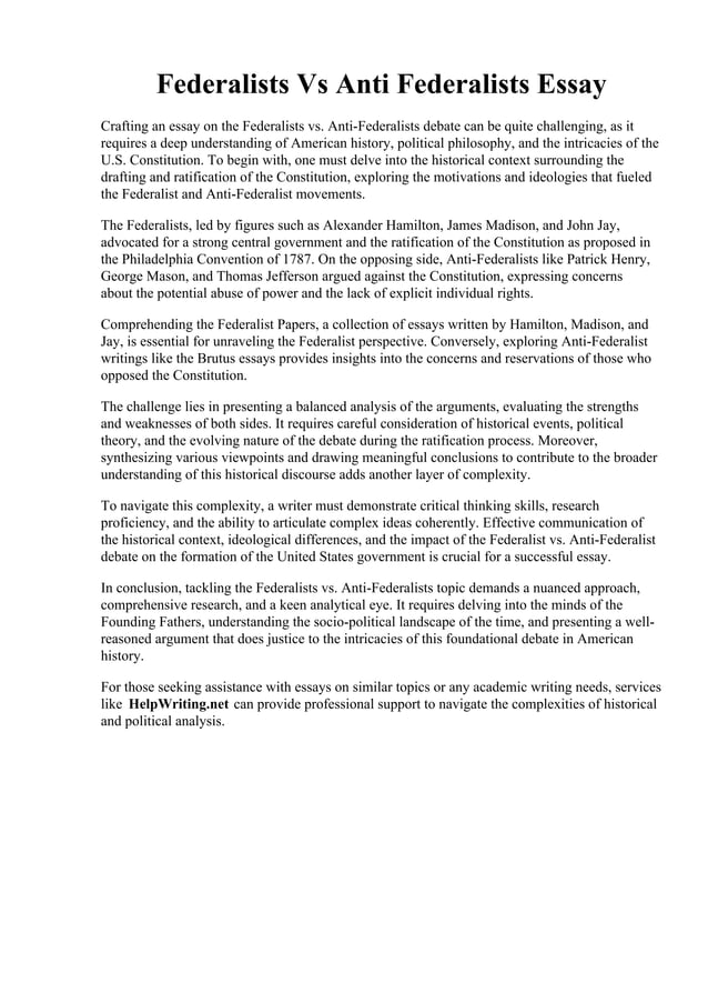 Federalists Vs Anti Federalists Essay. PPT - Antifederalist v ...