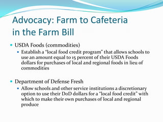Federal Farm to School Legislation and Implementation Process and What ...