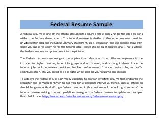 Federal resume sample pdf