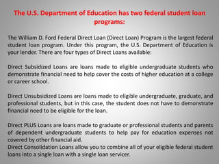 Federal student loans | PPTX | Student Loans | Personal Debt