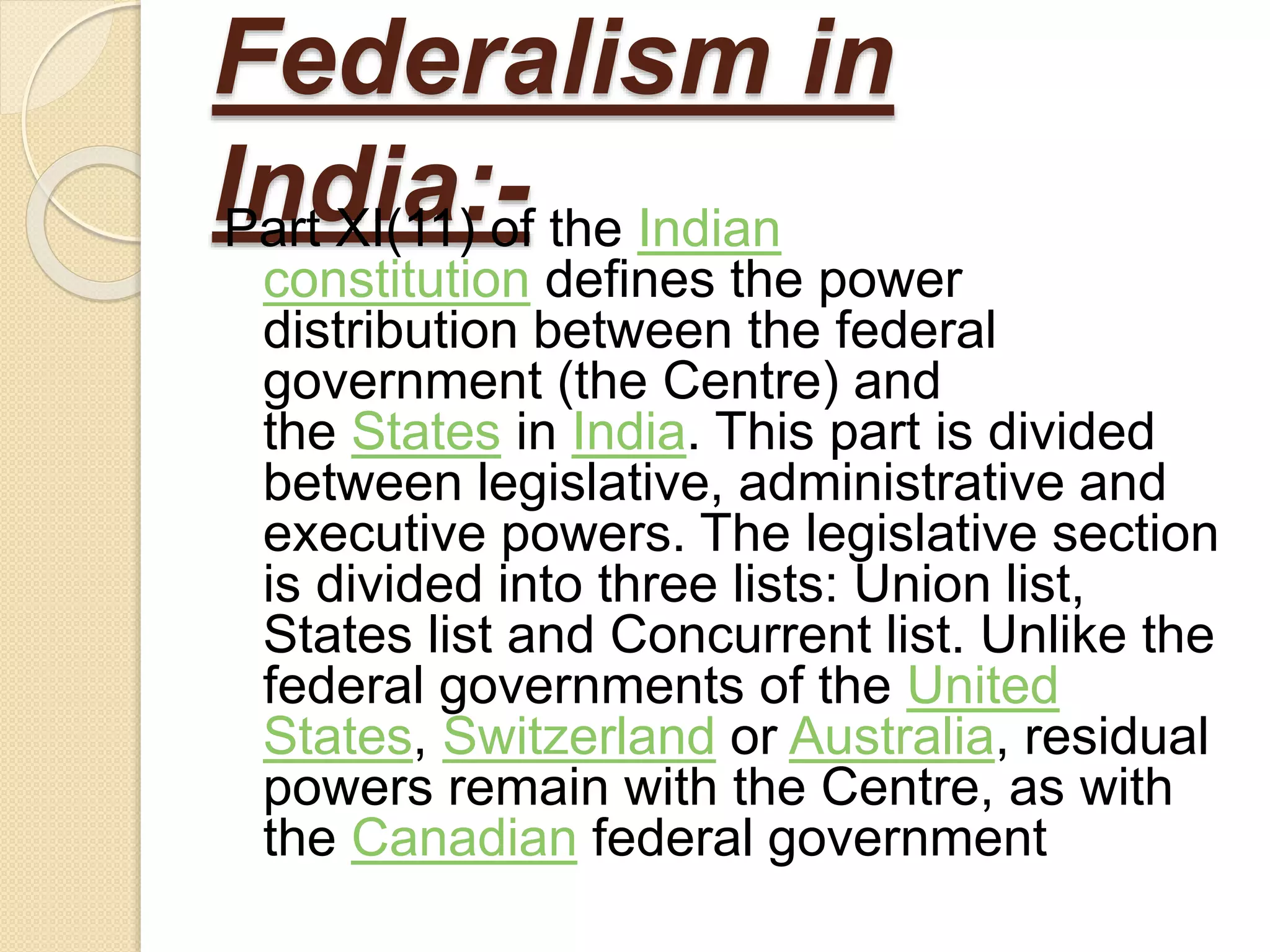 Federal system in india | PPTX