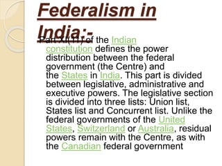 Federal system in india | PPTX
