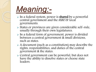 Federal system in india | PPTX