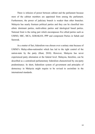 Federal system of government in malaysia | DOCX