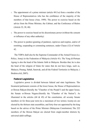 Federal system of government in malaysia | DOCX