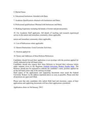 Federal university wukari taraba state | PDF