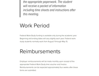 Federal Work-Study Overview - Howard University | PDF