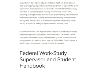 Federal Work-Study Overview - Howard University | PPT