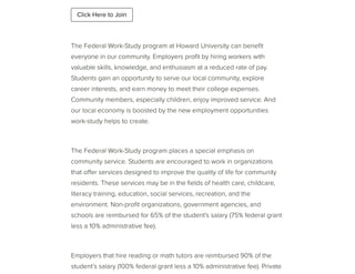 Federal Work-Study Overview - Howard University | PDF