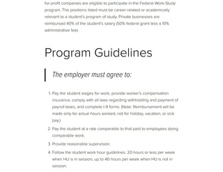 Federal Work-Study Overview - Howard University | PPT