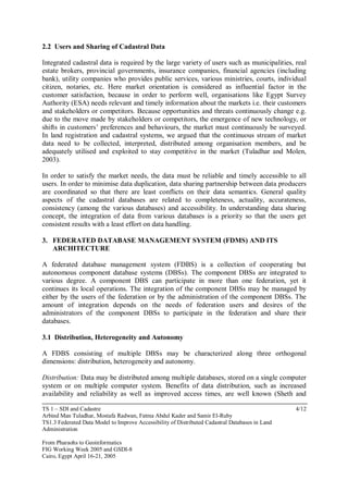 Federated database schema land administration - egypt - research paper ...