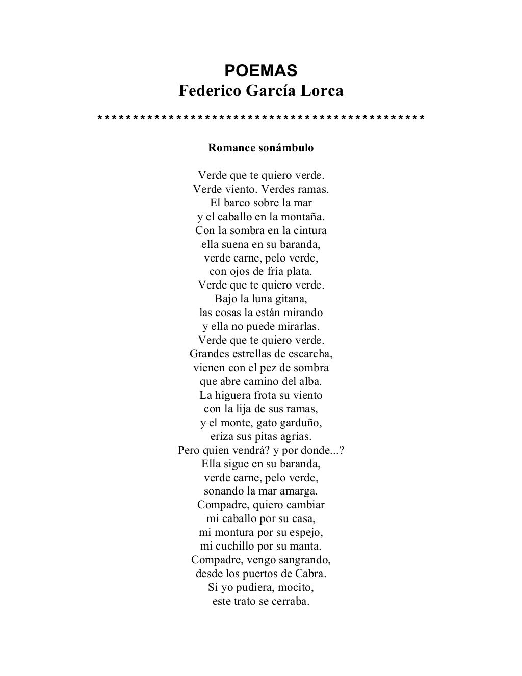 Federico garcía lorca poemas