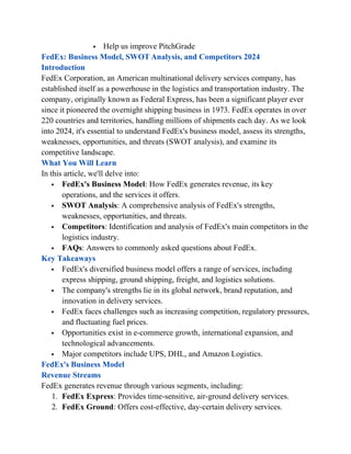 FedEx case analysis and strategic position | DOCX
