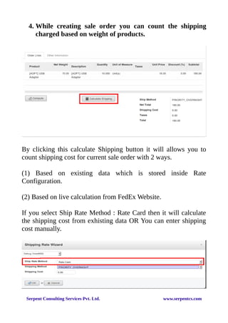 OpenERP-Fedex Integration by SerpentCS | PDF