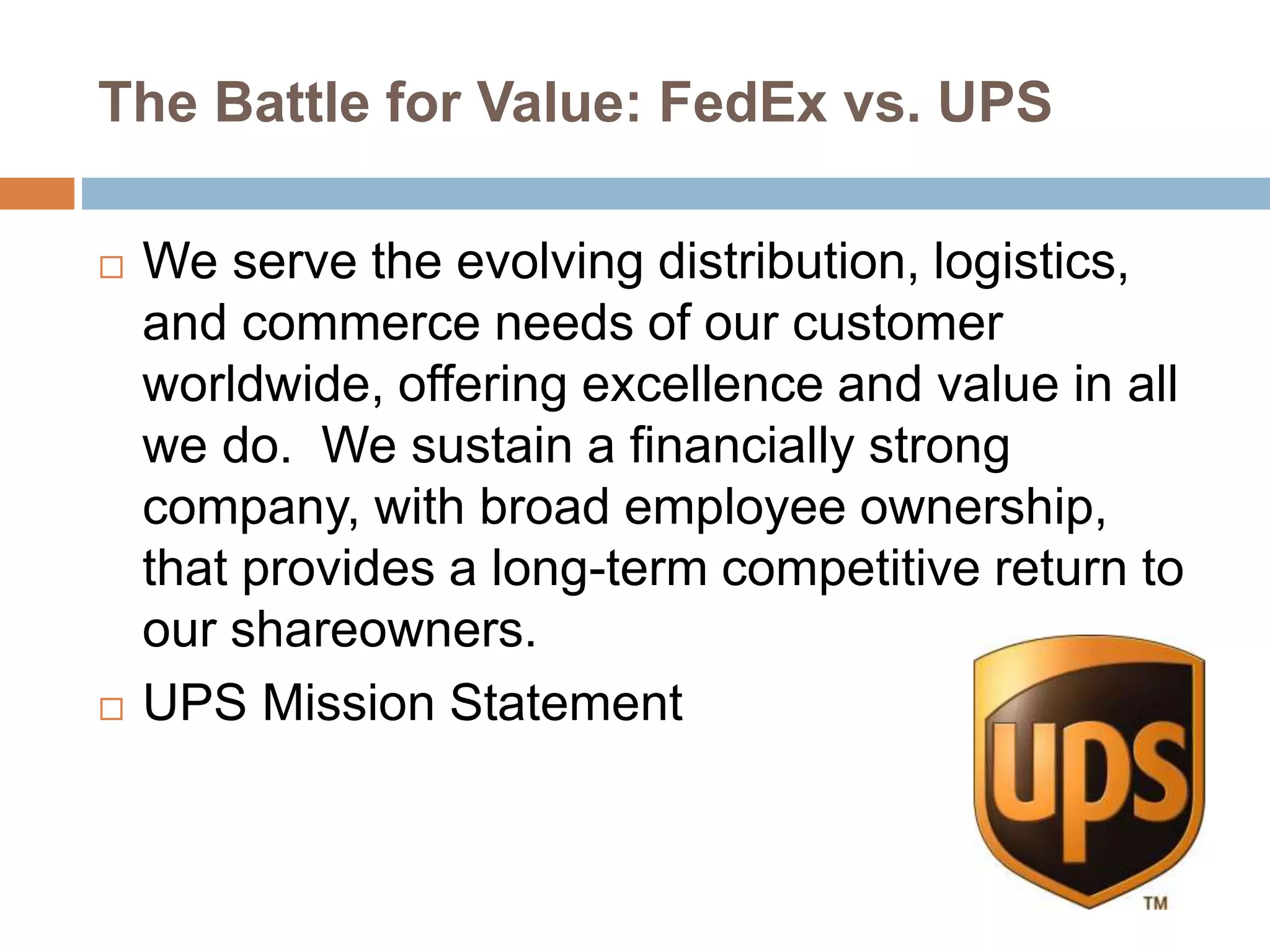 The Battle for Value: FedEx vs UPS | PPTX