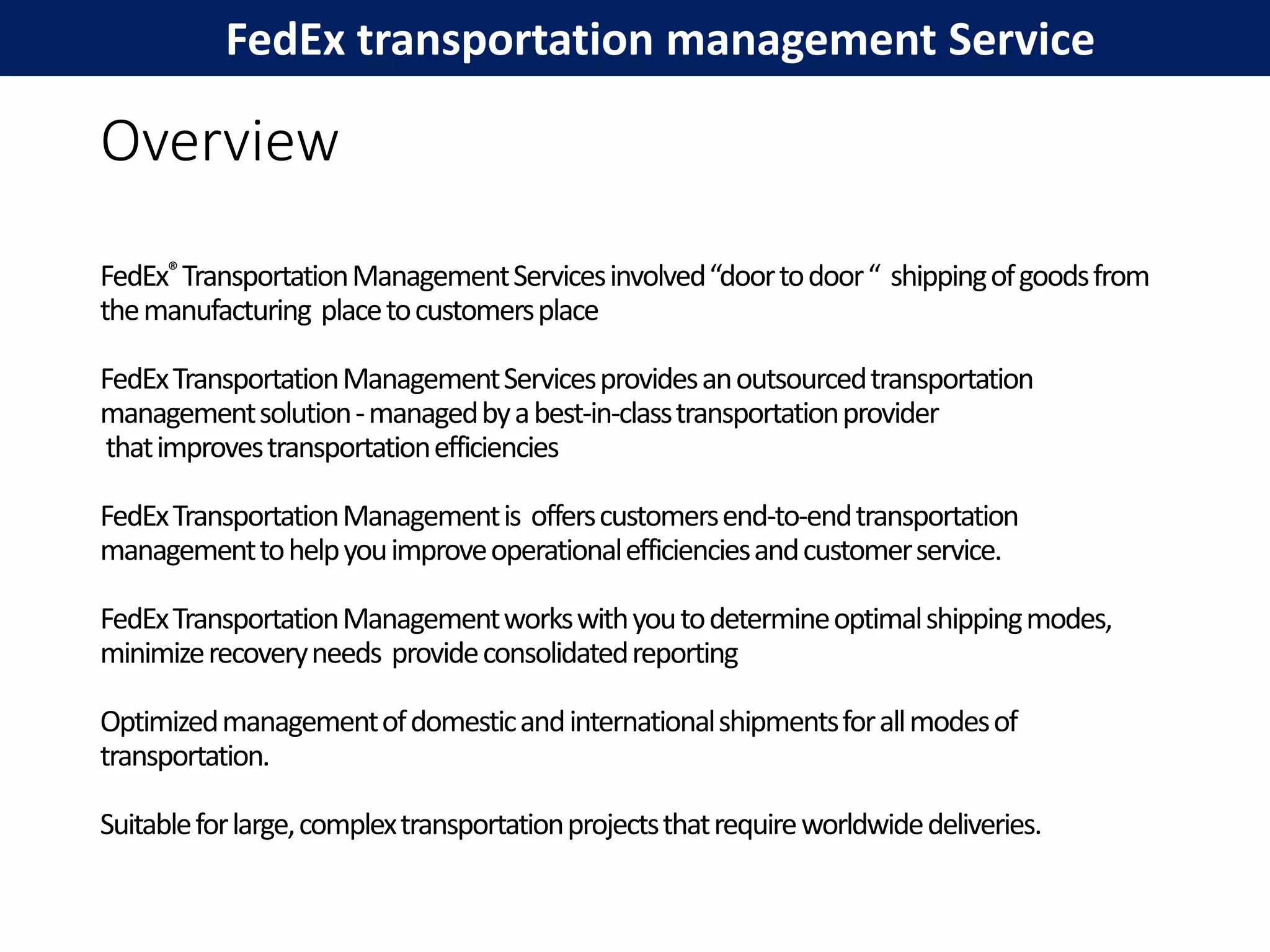Fedex the leading_supply_chain_management_solution_provider | PPT