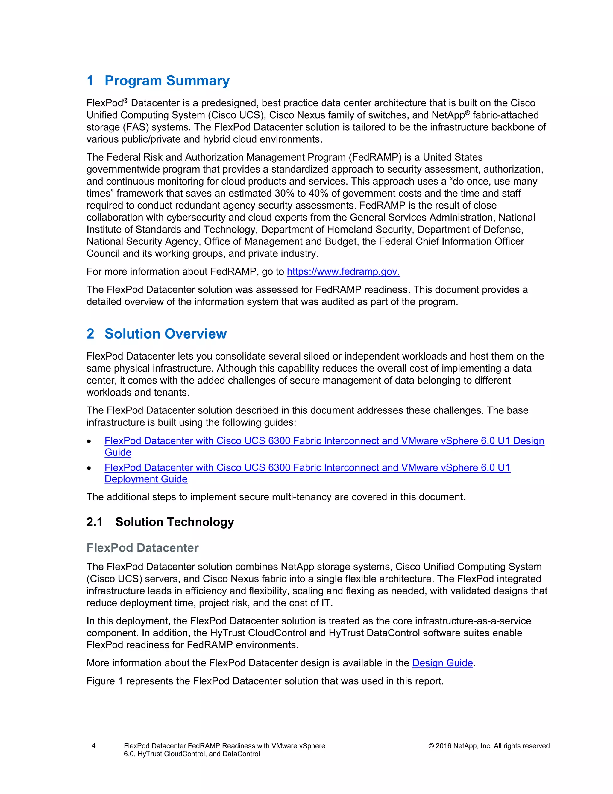 FedRAMP Compliant FlexPod architecture from NetApp, Cisco, HyTrust and Coalfire | PDF