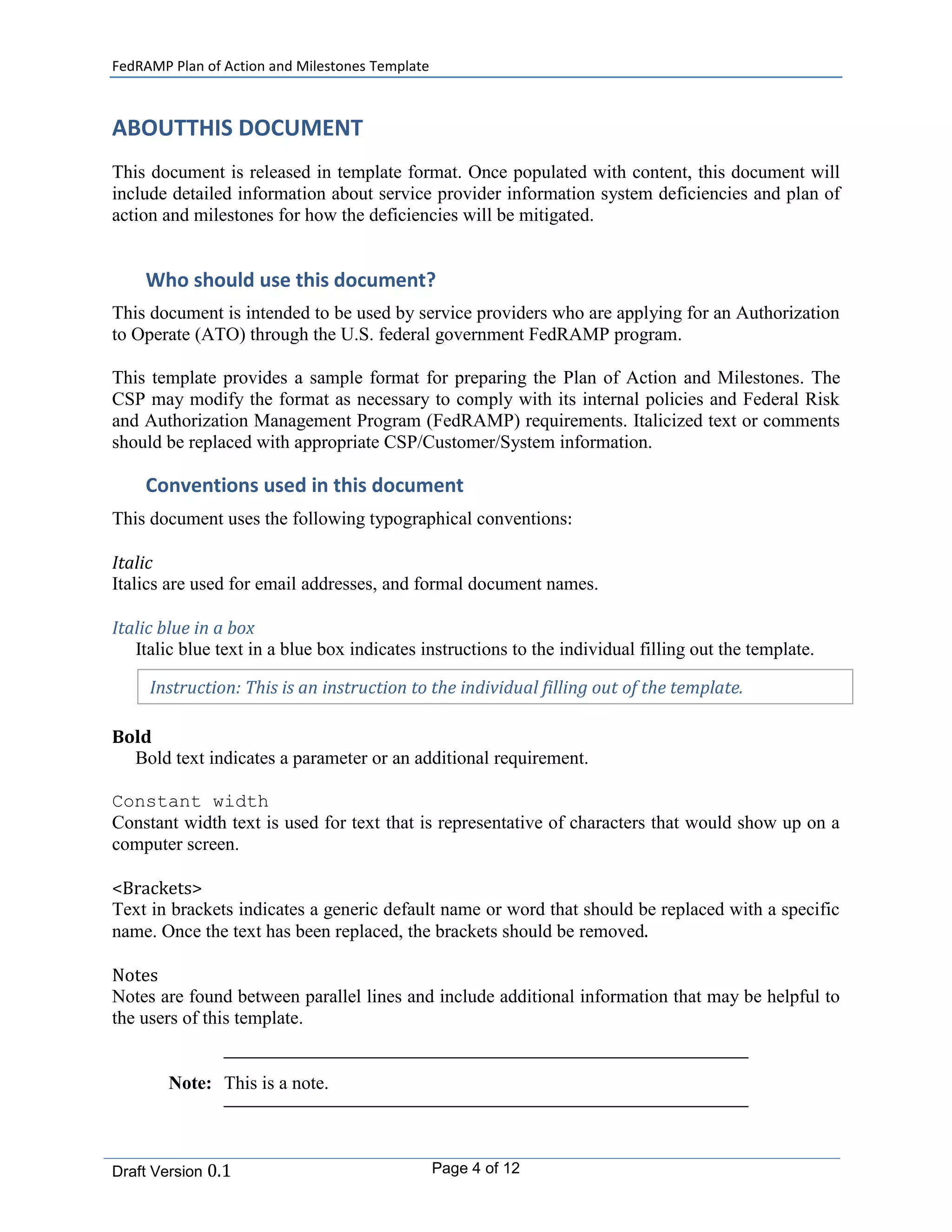 Plan of Action and Milestones (POA&M) | DOCX