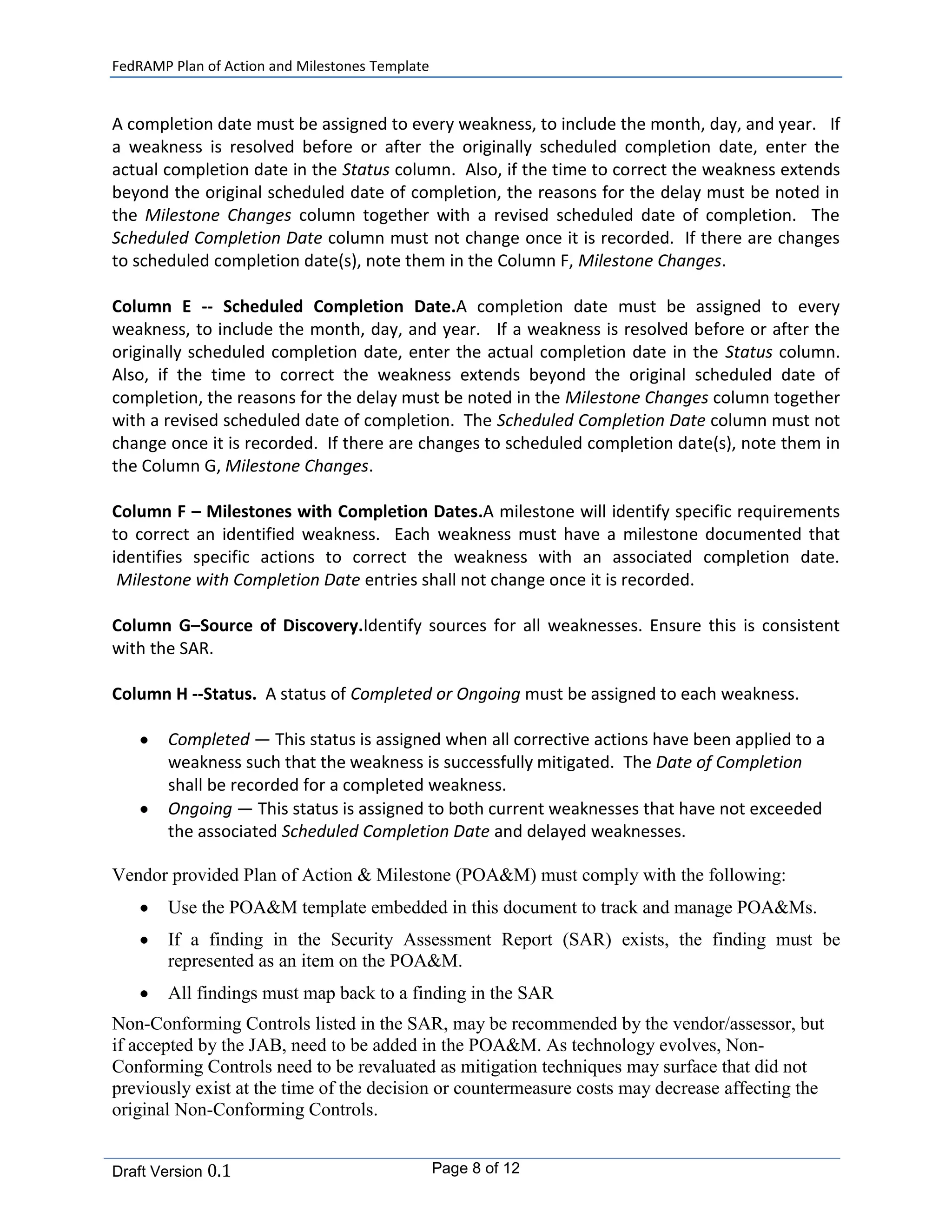 Plan of Action and Milestones (POA&M) | DOCX