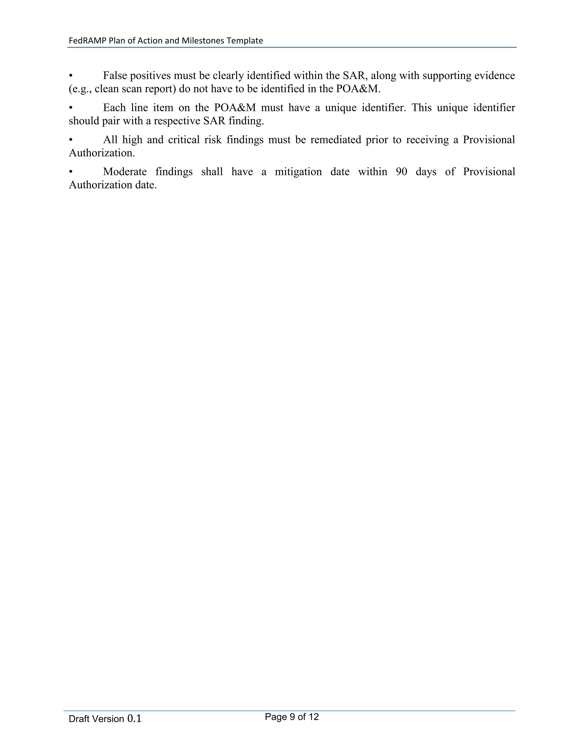 Plan of Action and Milestones (POA&M) | DOCX