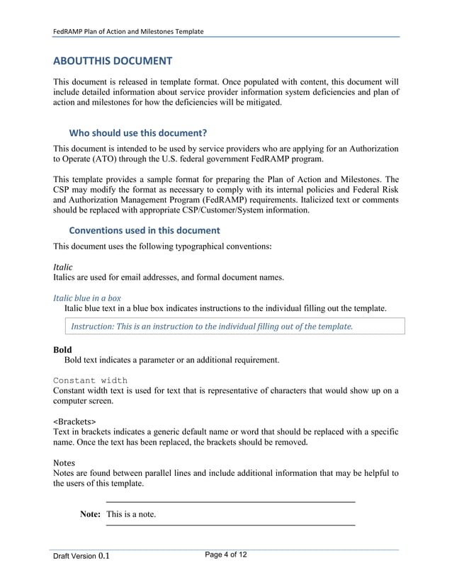Plan of Action and Milestones (POA&M) | DOCX