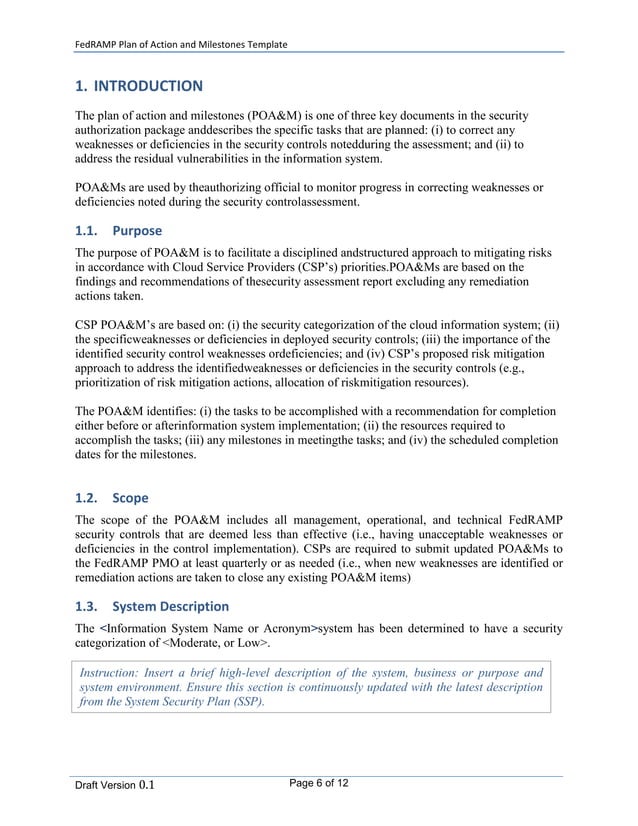 Plan of Action and Milestones (POA&M) | DOCX
