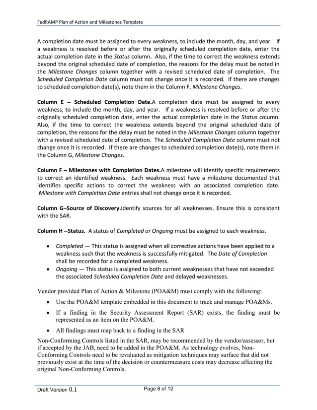 Plan of Action and Milestones (POA&M) | DOCX