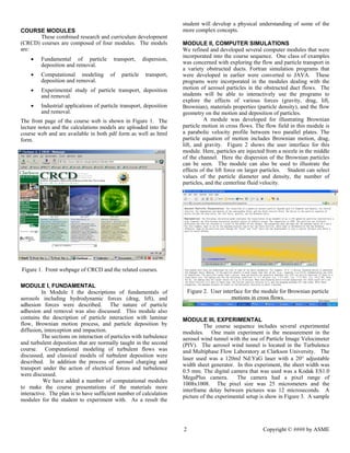 AN ON-LINE COURSE FOR PARTICLE TRANSPORT, DEPOSITION AND REMOVAL – A CRCD PROJECT | PDF ...