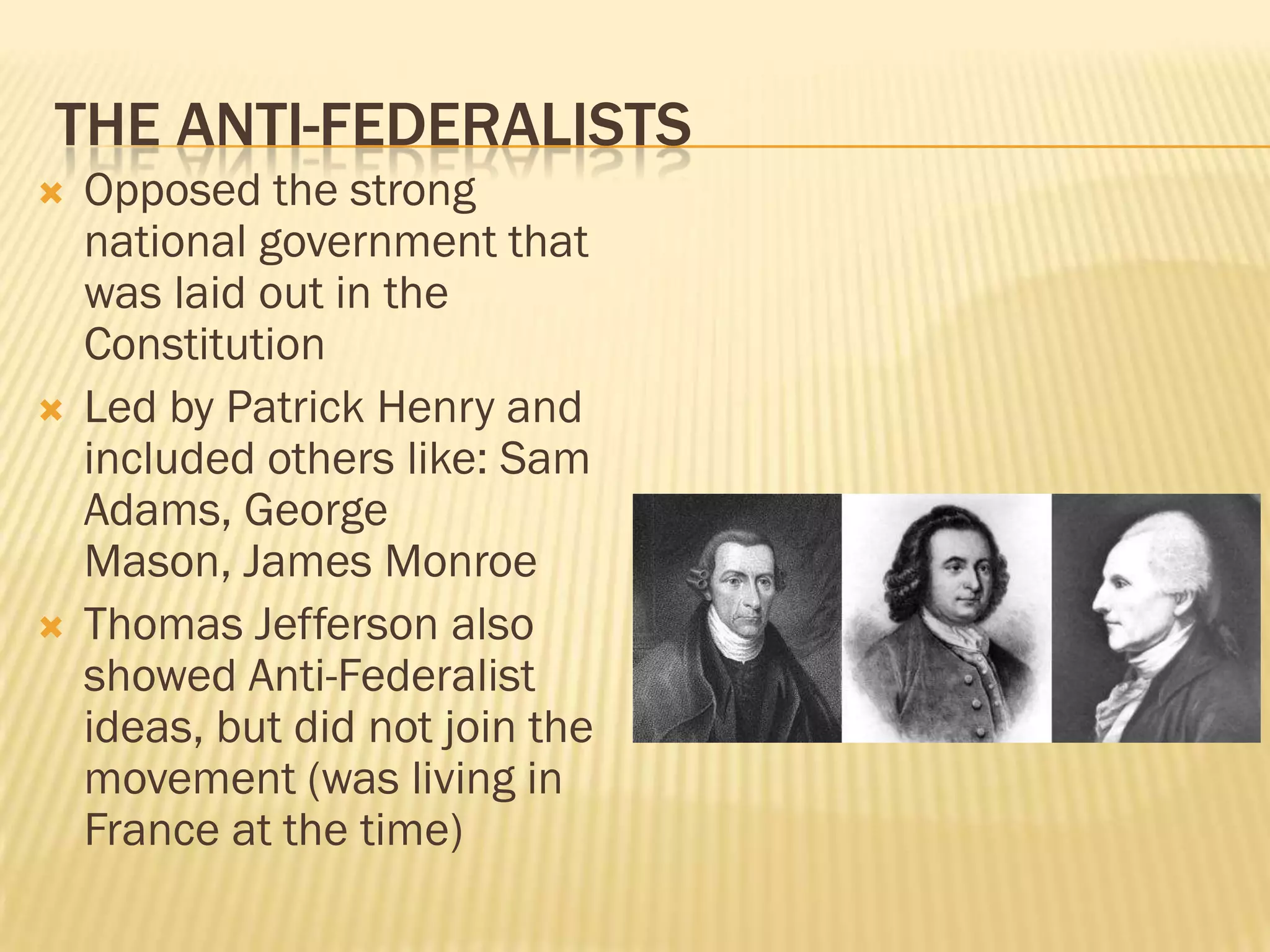 Federalists and anti-federalists | PPTX