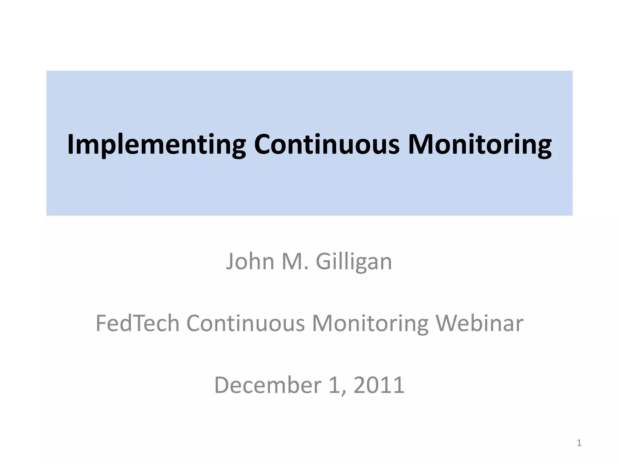 Implementing Continuous Monitoring Pptx Cloud Computing Internet