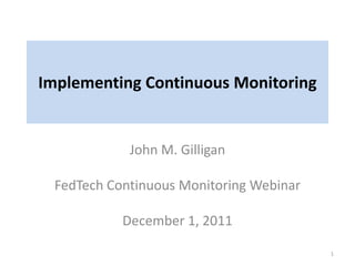 Implementing Continuous Monitoring | PPTX