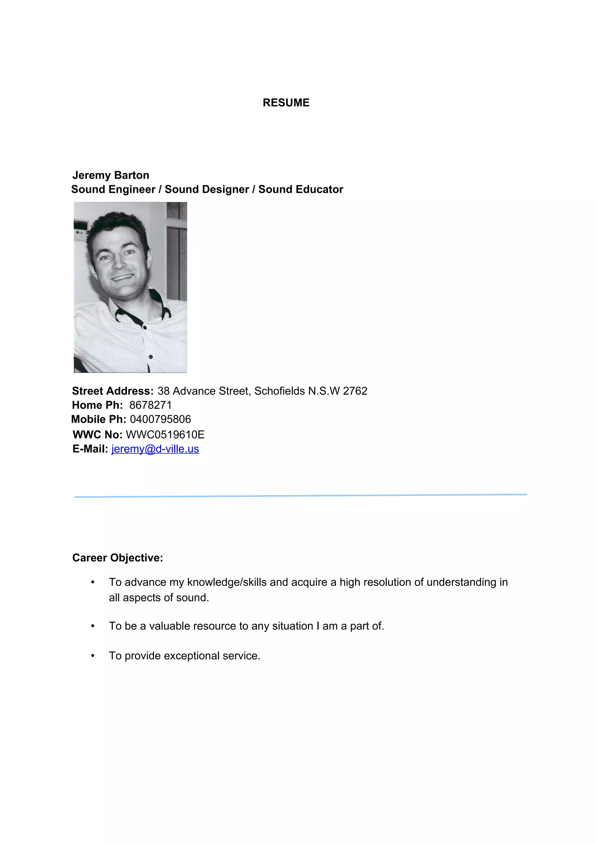 Jeremy Barton's resume | PDF