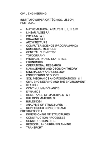 Civil Engineering Modules Contents | PDF