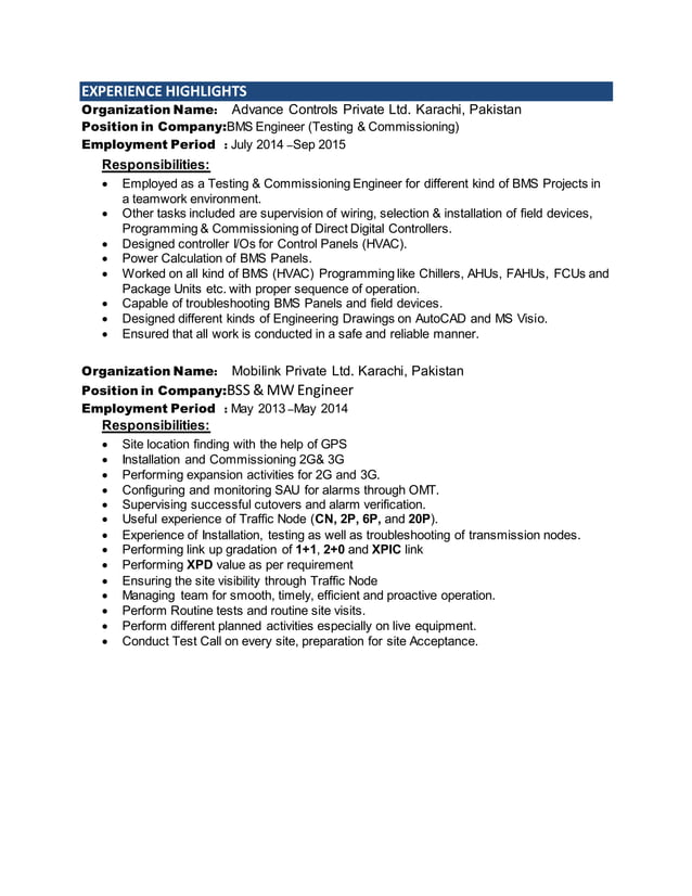 S M Ali CV - BMS Service Engr | DOCX | Civil Engineering Industry ...