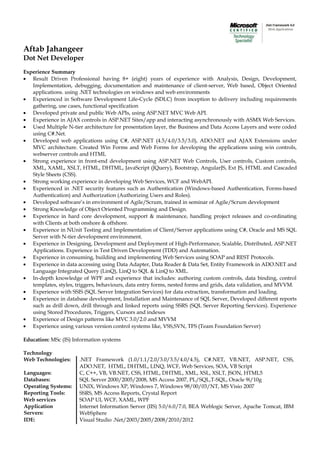 Aftab Jahangeer_Dot Net | PDF