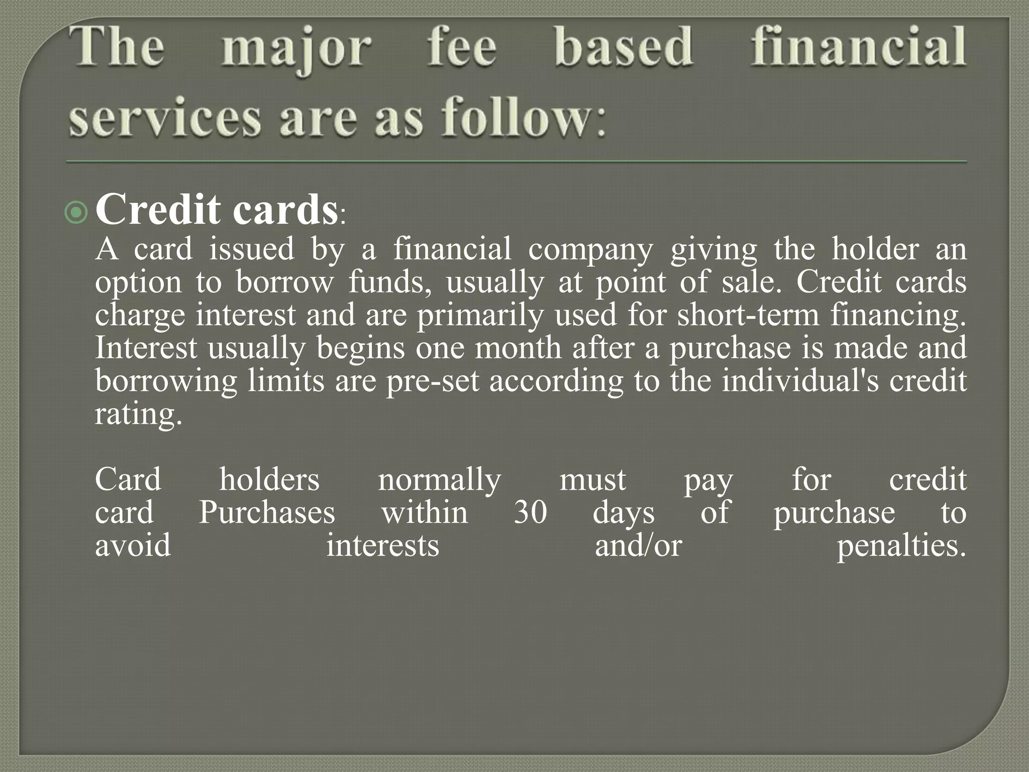 Fee based retail financial services | PPTX