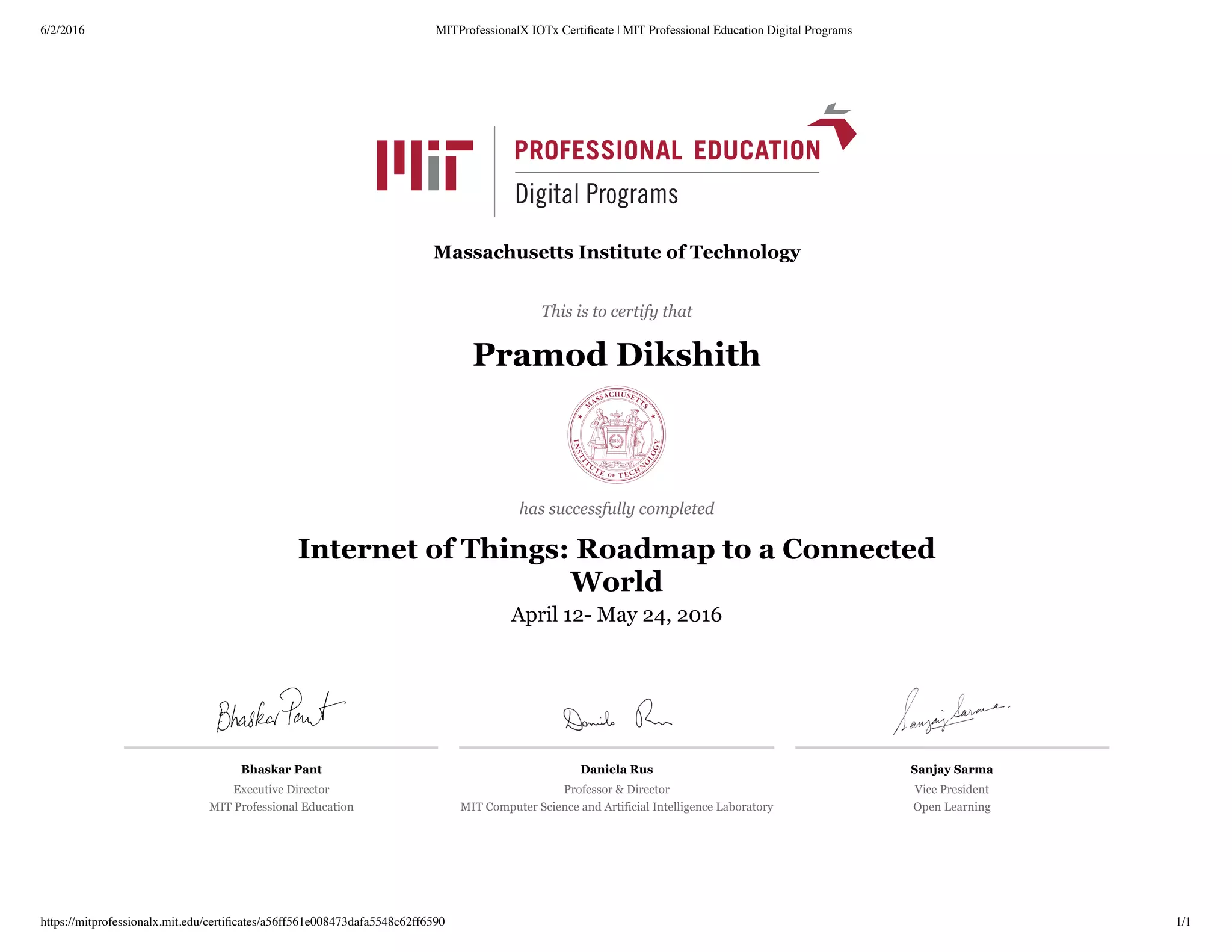 MITProfessionalX IOTx Certificate _ MIT Professional Education Digital ...