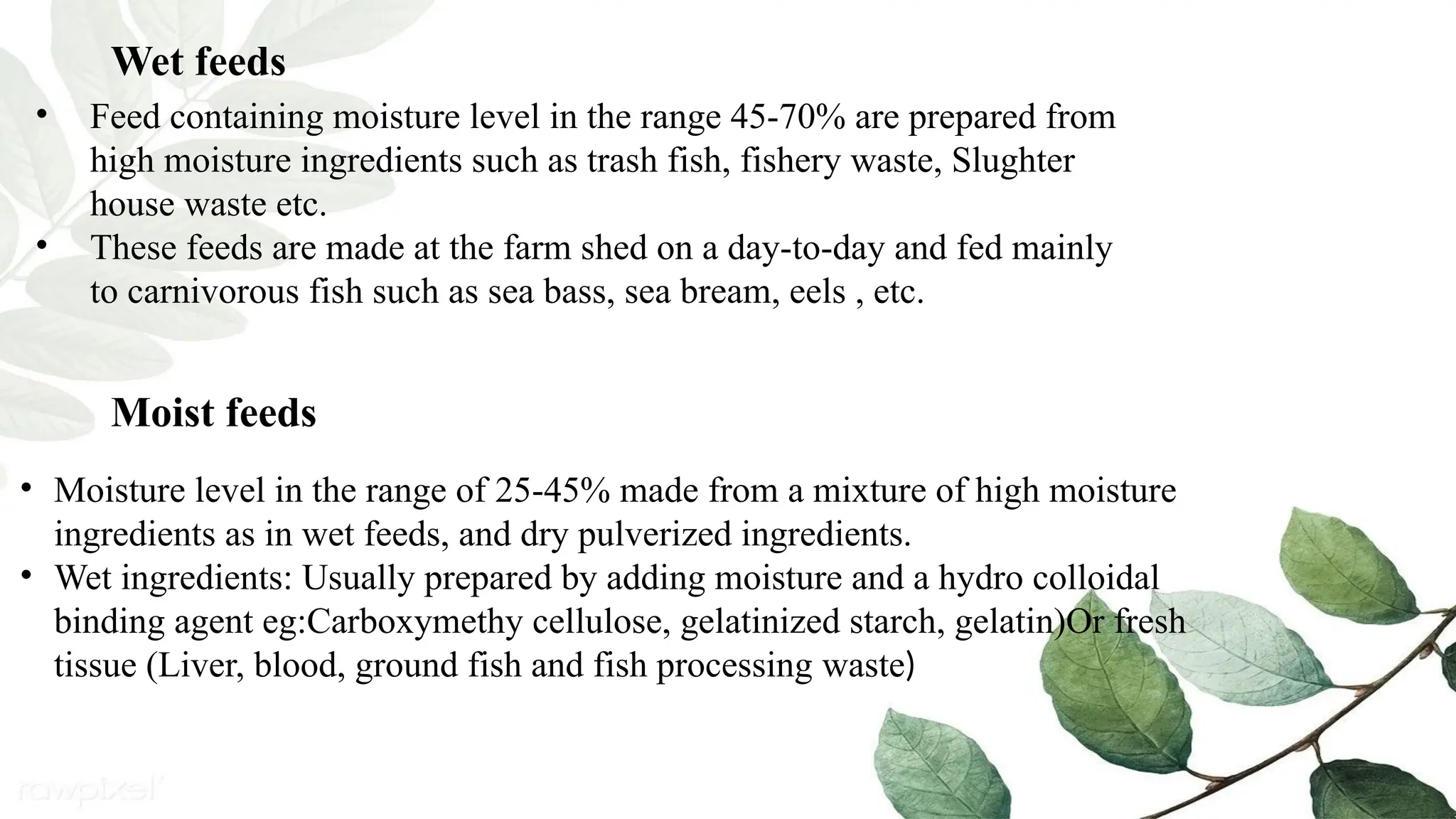 types of feed use in aquaculture in details | PPT