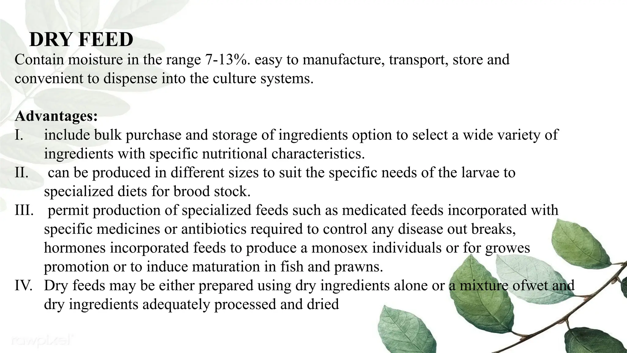 types of feed use in aquaculture in details | PPT