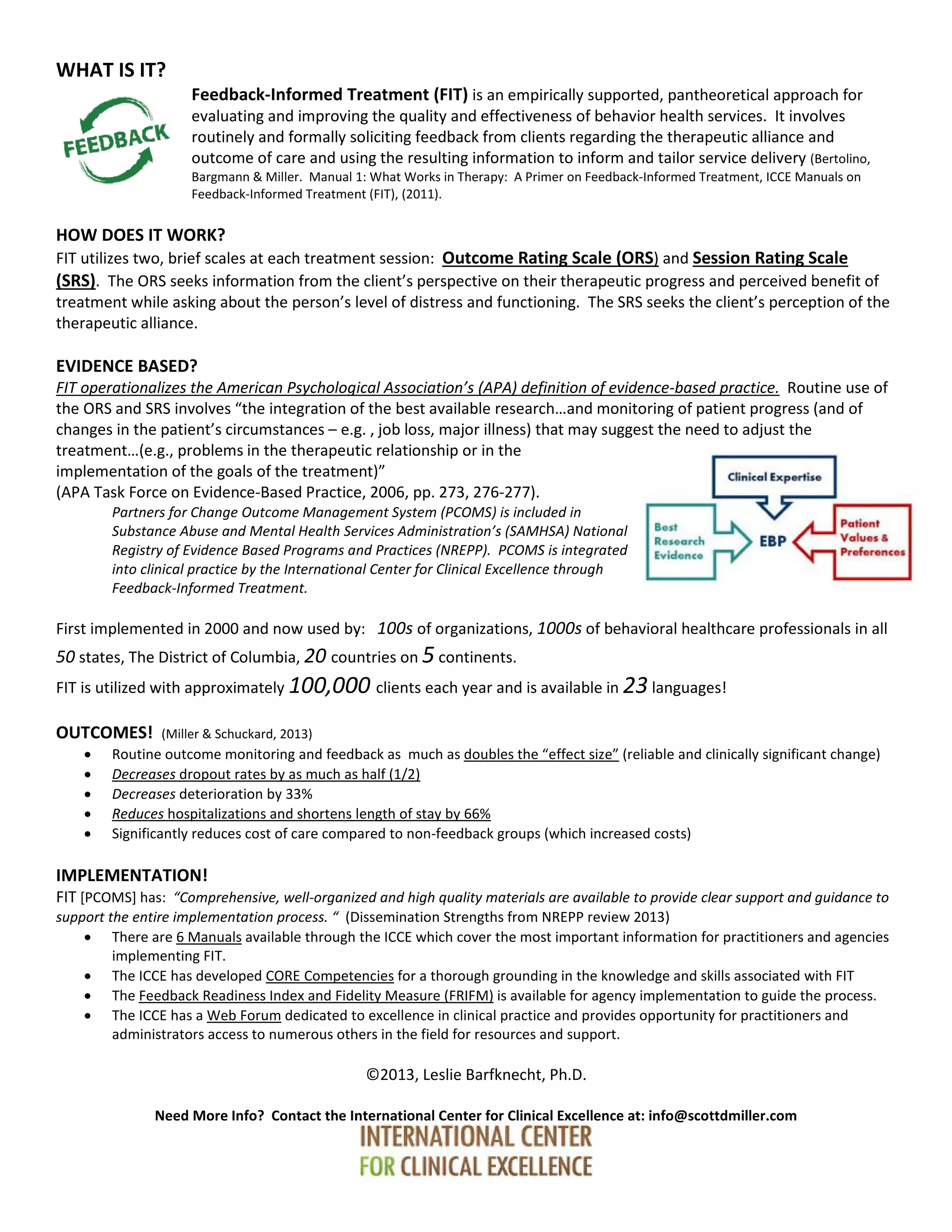 Feedback informed treatment 2013 | PDF