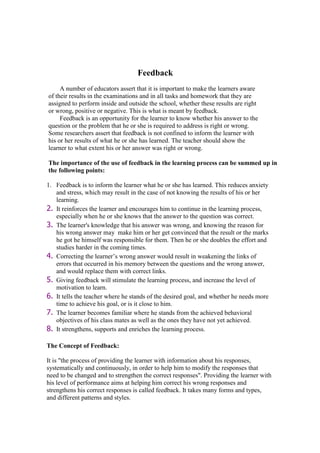 Feedback1 | DOCX | Educational Assessment | Education