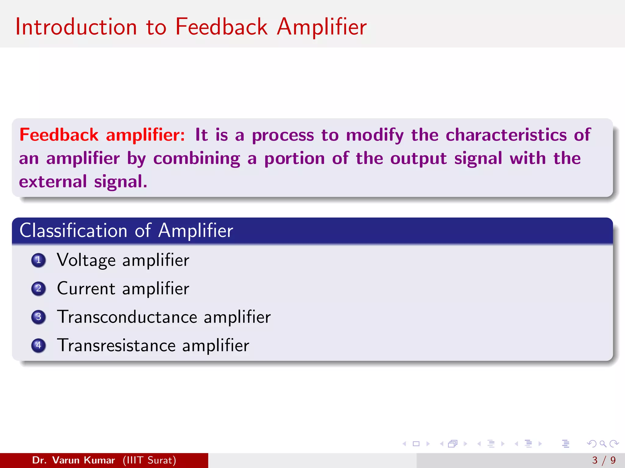 Feedback amplifier | PDF