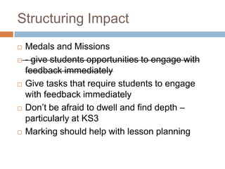 Feedback and marking (3) (1) | PPTX | Educational Assessment | Education