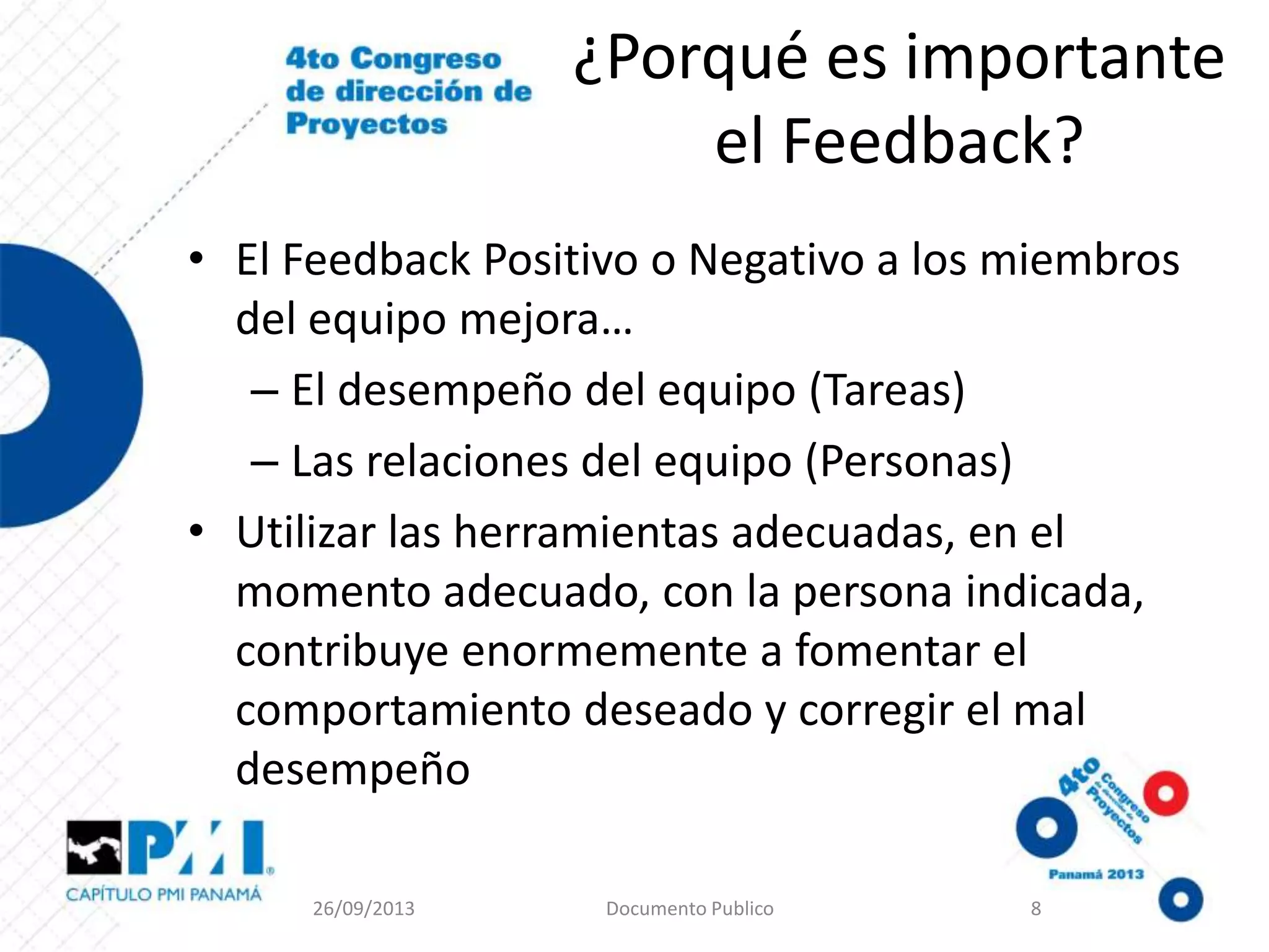 Cómo dar feedback en un Equipo de Proyectos | PPTX
