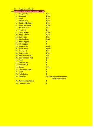 Guideline/Checklist for Contingent Medical Officer going on UN Mission ...