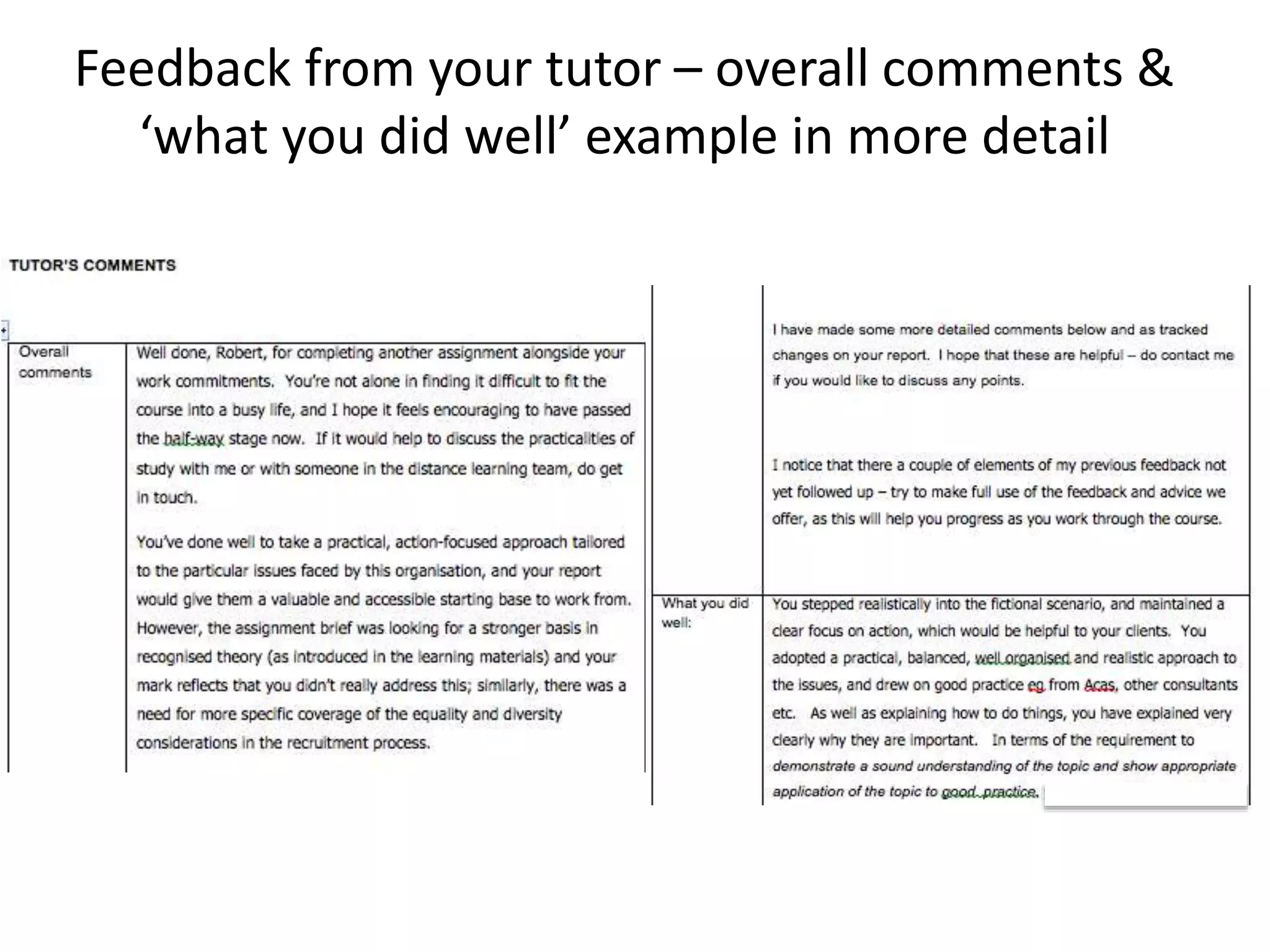 Feedback on assignments | PPTX