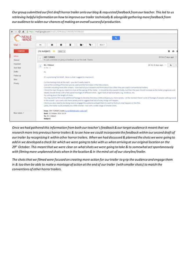 Feedback on first draft | DOCX | Video Production | Content Production