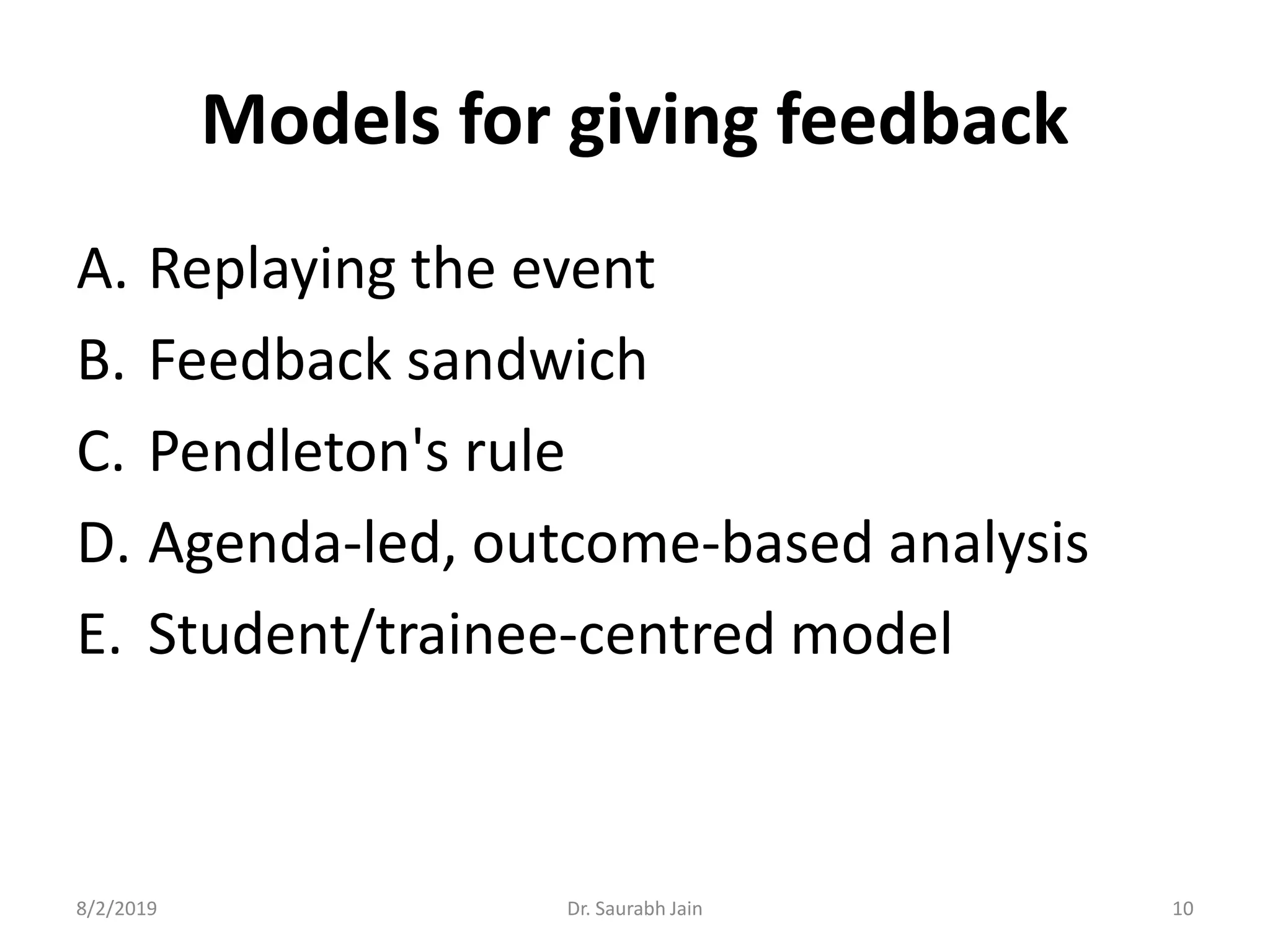 Feedback to medical students | PPTX